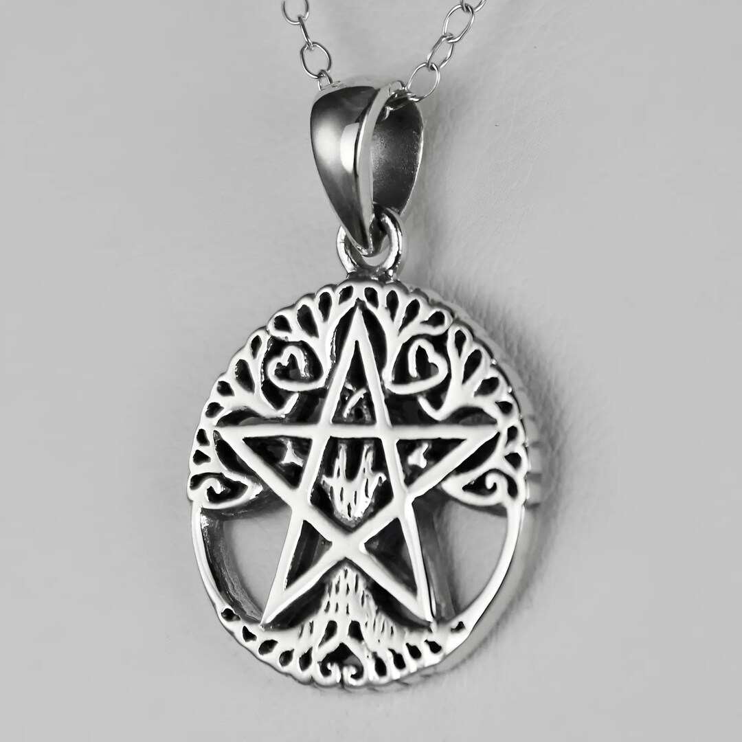 Pagan Pentagram Necklace - .925 Sterling Silver Small Tree of Life ...