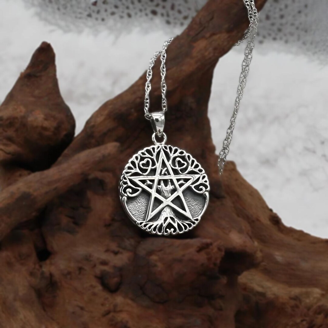 Tree of Life Pentacle Pendant for Men and Women - Sterling Silver Tree ...