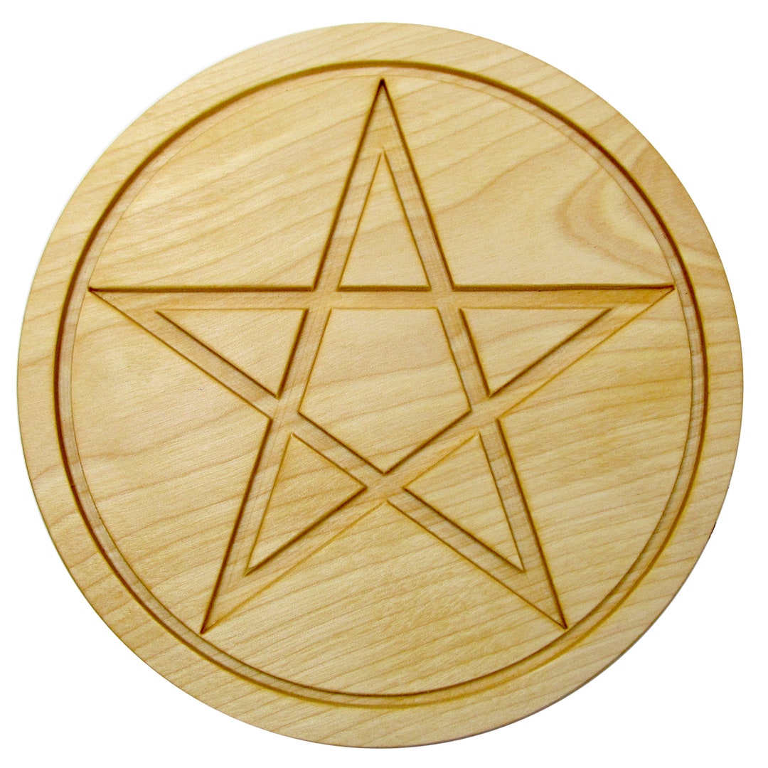 Solid Birch Wood Wiccan Pentacle Paten Altar Tool Pentagram Plate - Etsy
