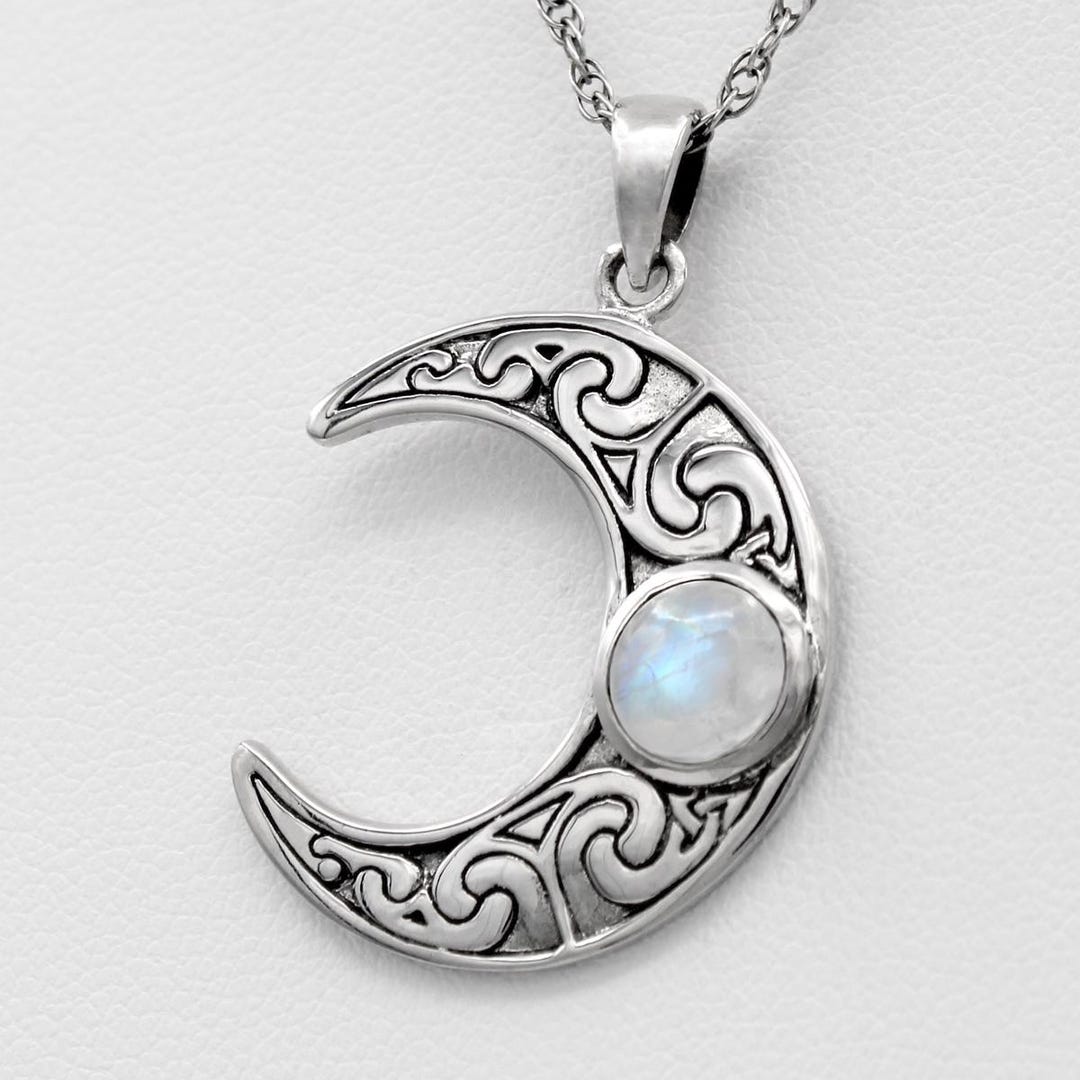 Goddess Selene Necklace - .925 Sterling Silver Crescent Moon Rainbow ...