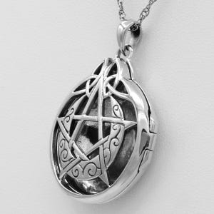 Witch Locket Necklace - Sterling Silver Wiccan Pentacle Spell Locket ...