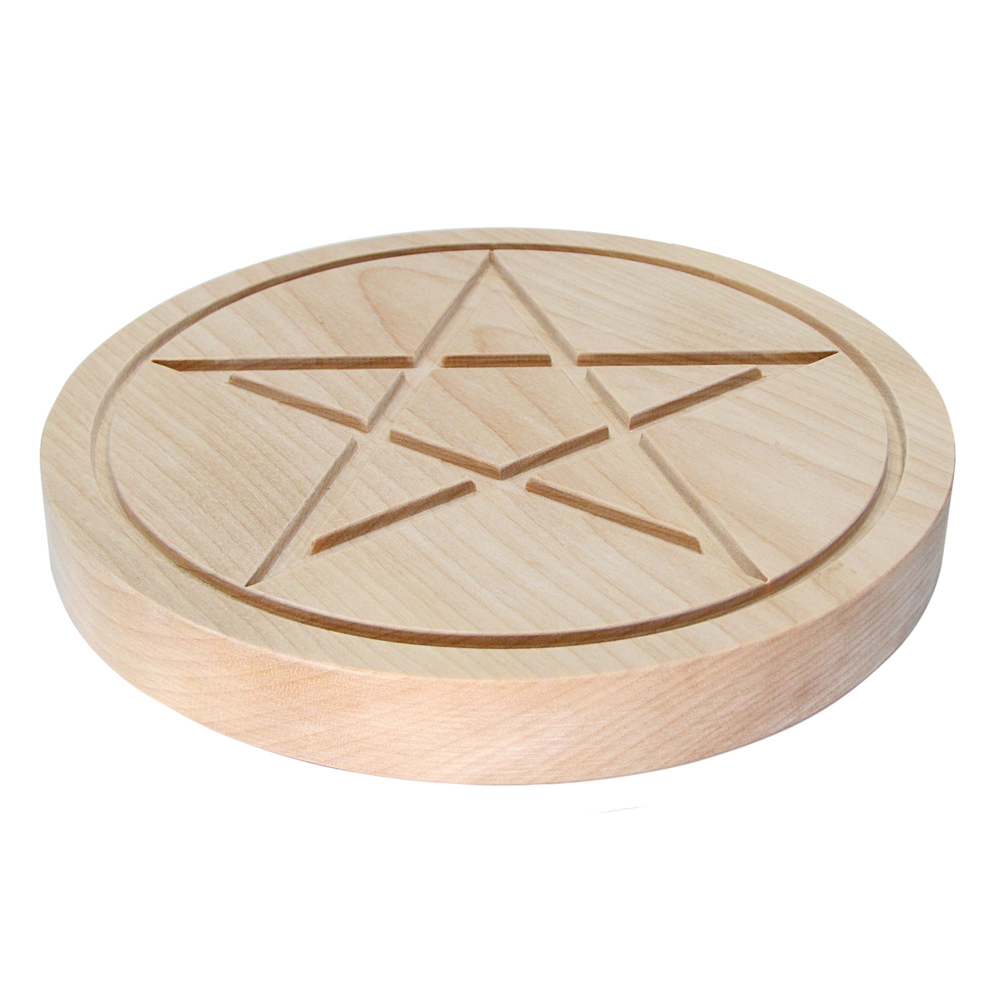 Solid Birch Wood Wiccan Pentacle Paten Altar Tool Pentagram Plate - Etsy