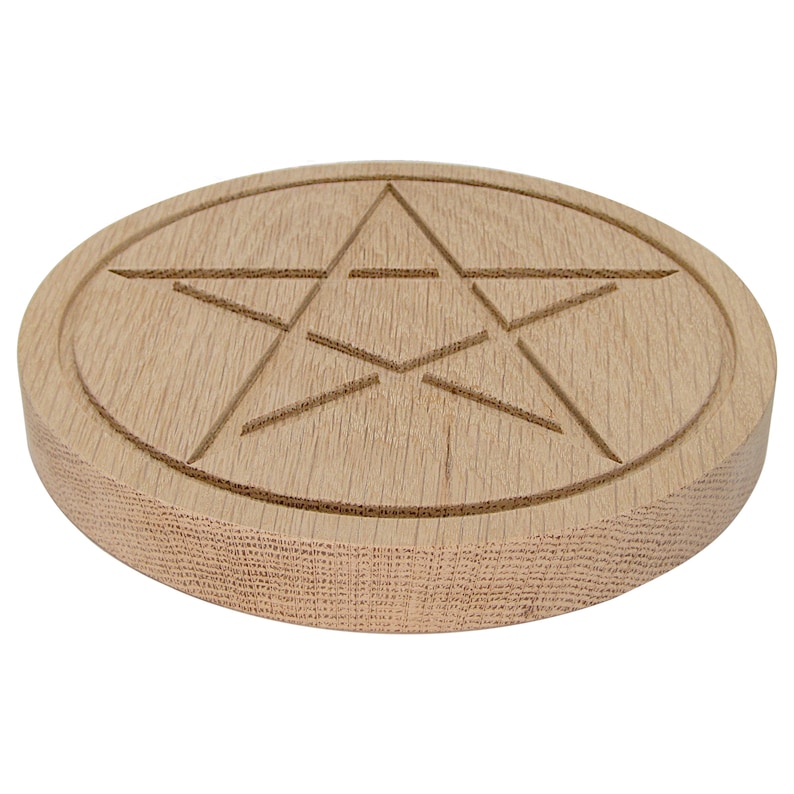 Solid Oak Wood Wiccan Pentacle Paten Altar Tool Pentagram Plate - Etsy