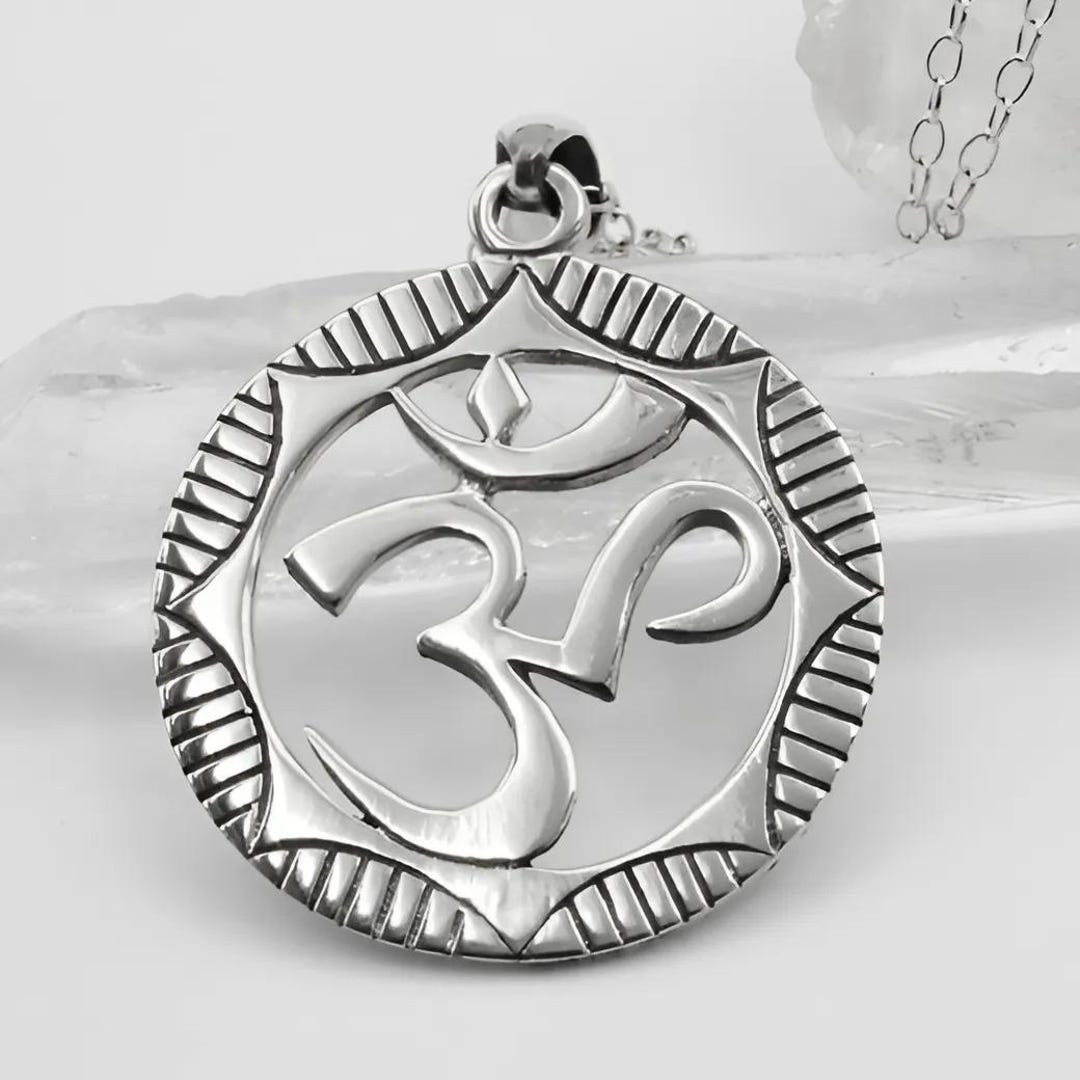 Om Necklace Sterling Silver - .925 Aum Pendant for Men or Women - Hindu ...