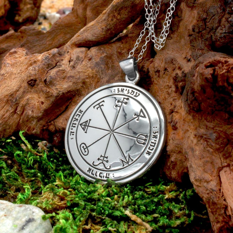 Third Pentacle of Saturn Pendant - Sterling Silver Key of Solomon Sigil ...