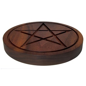 Wooden Altar Pentacle Black Walnut Solid Wood Wiccan Pentacle Paten ...