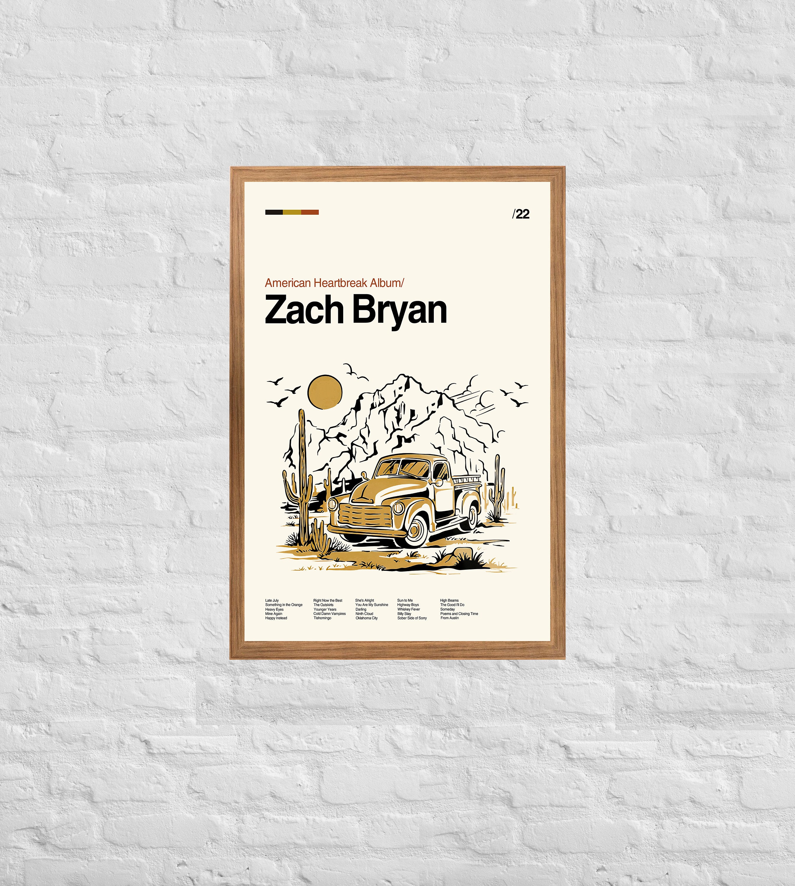 Zach Bryan American Heartbreak Album, Retro Music Poster