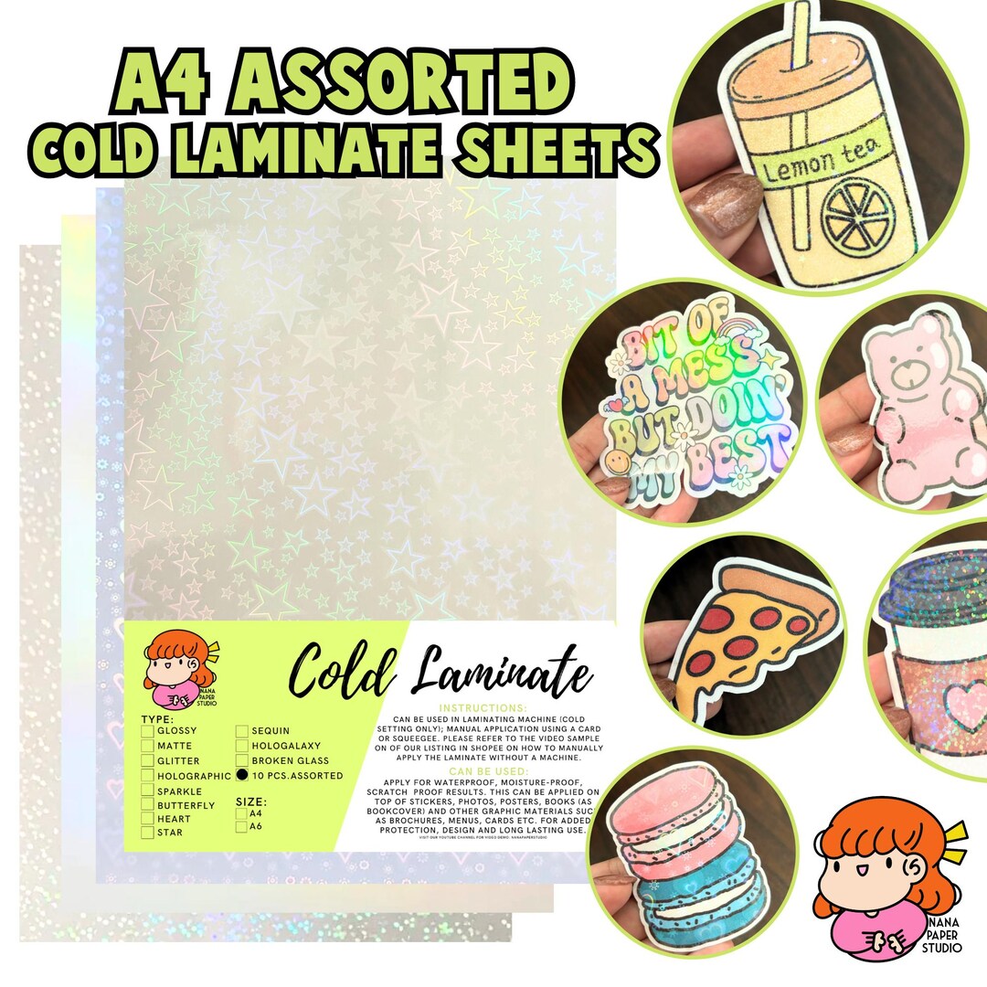 Assorted Designs Cold Laminate Sheets A4 Self Adhesive Protective ...