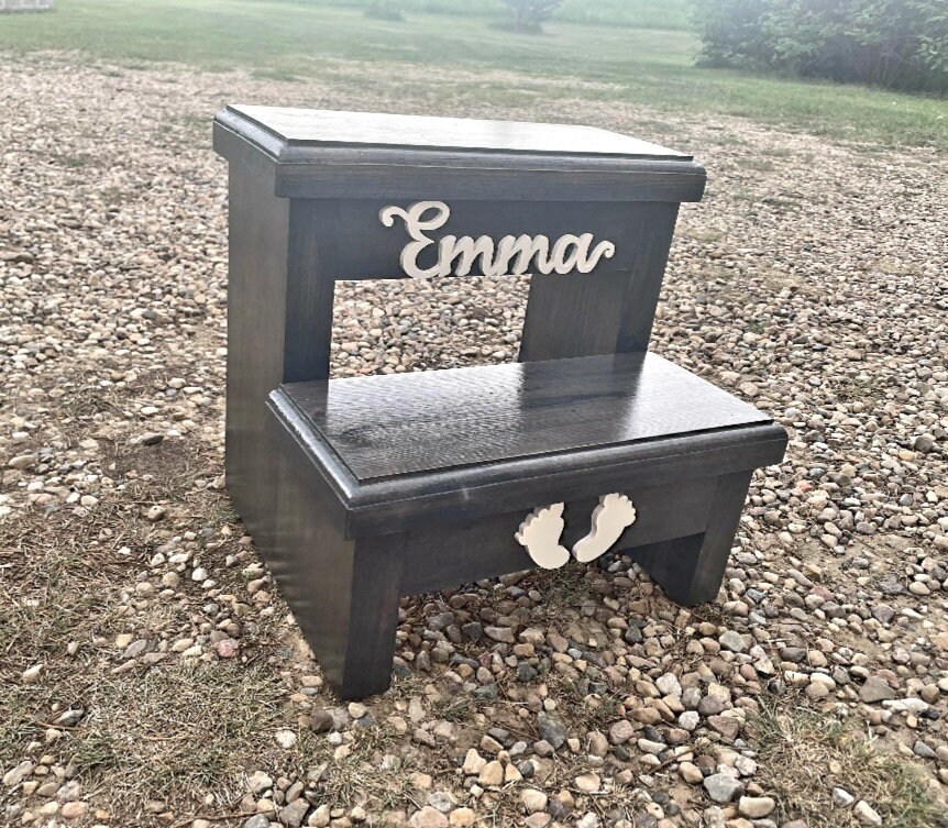 Personalized, Solid Wood, Kids Two Step Stool / Step Stool / Stepping ...