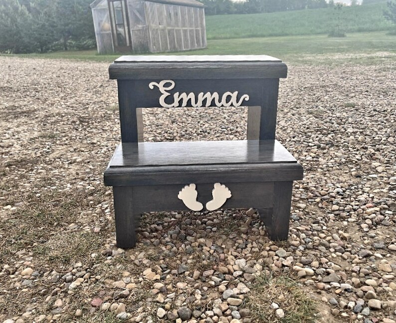 Personalized, Solid Wood, Kids Two Step Stool / Step Stool / Stepping ...