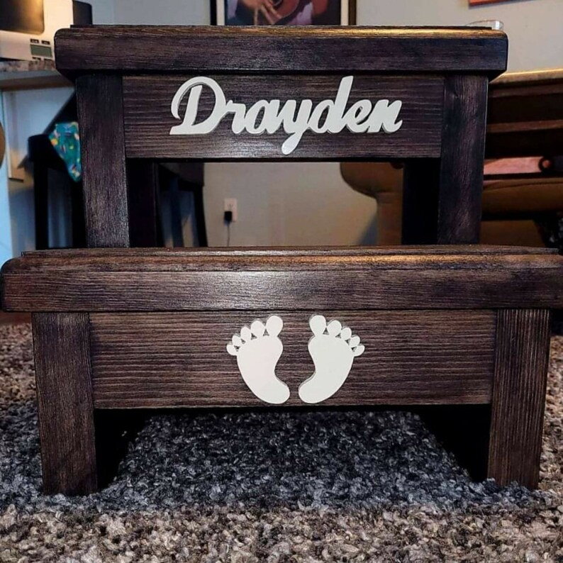 Personalized, Solid Wood, Kids Two Step Stool / Step Stool / Stepping ...