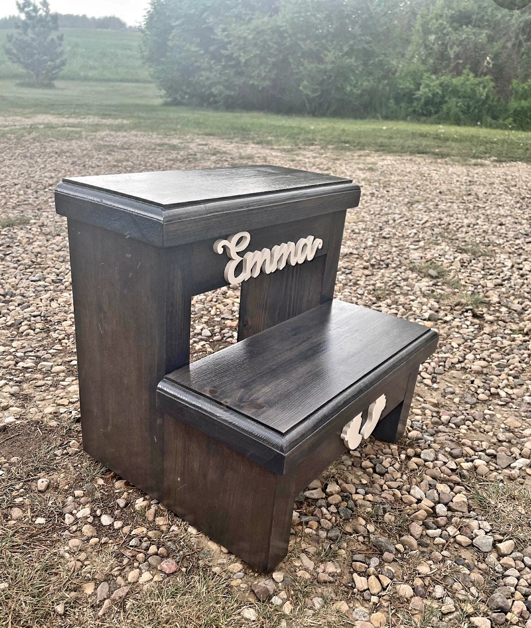 Personalized, Solid Wood, Kids Two Step Stool / Step Stool / Stepping ...