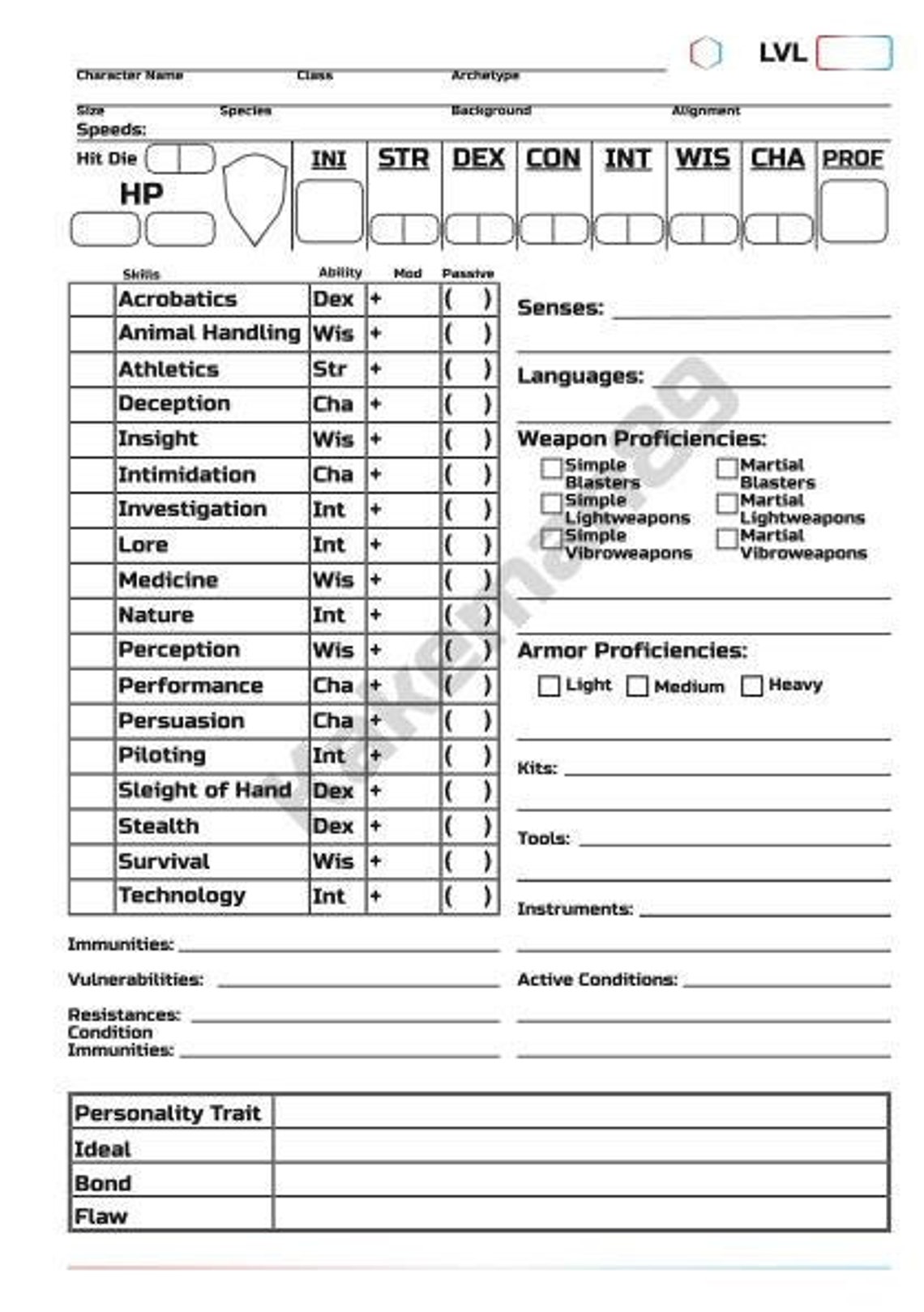 SW5E Character Journal (small Adventure) - Etsy