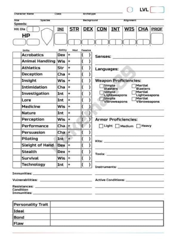 SW5E Character Journal small Adventure - Etsy