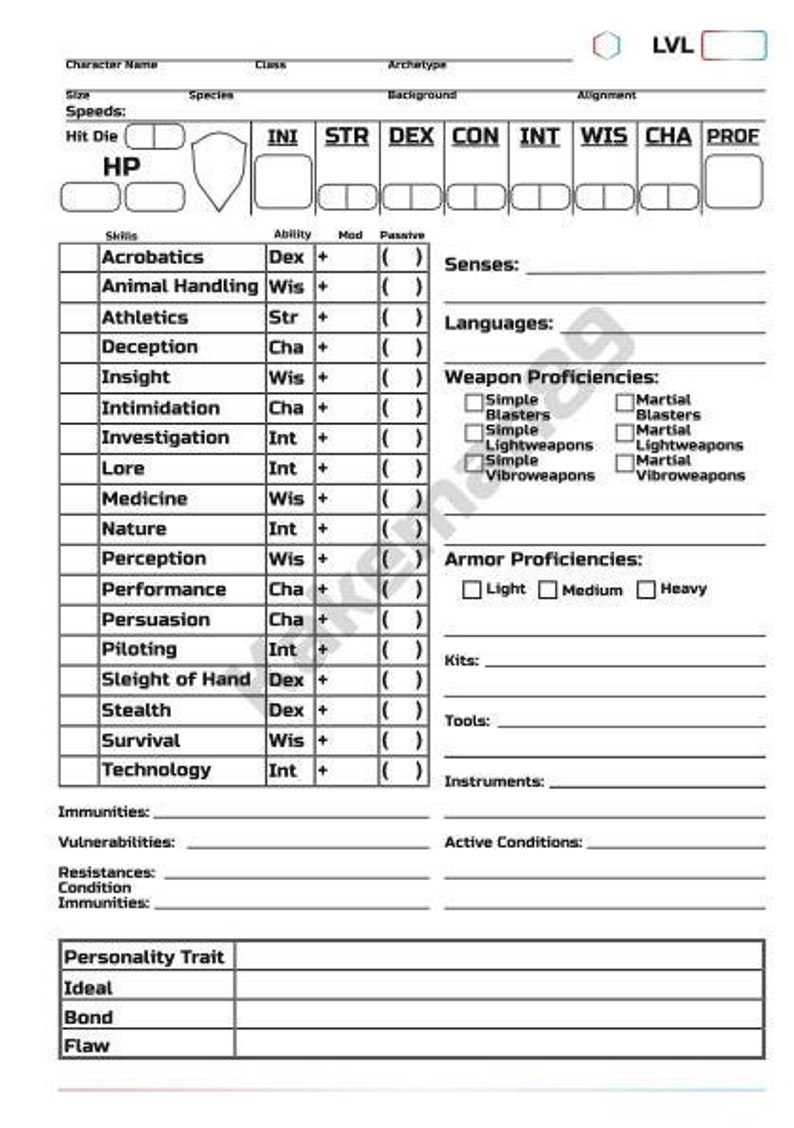 SW5E Character Journal (small Adventure) - Etsy