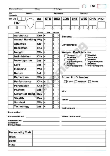 SW5E Character Journal (small Adventure) - Etsy