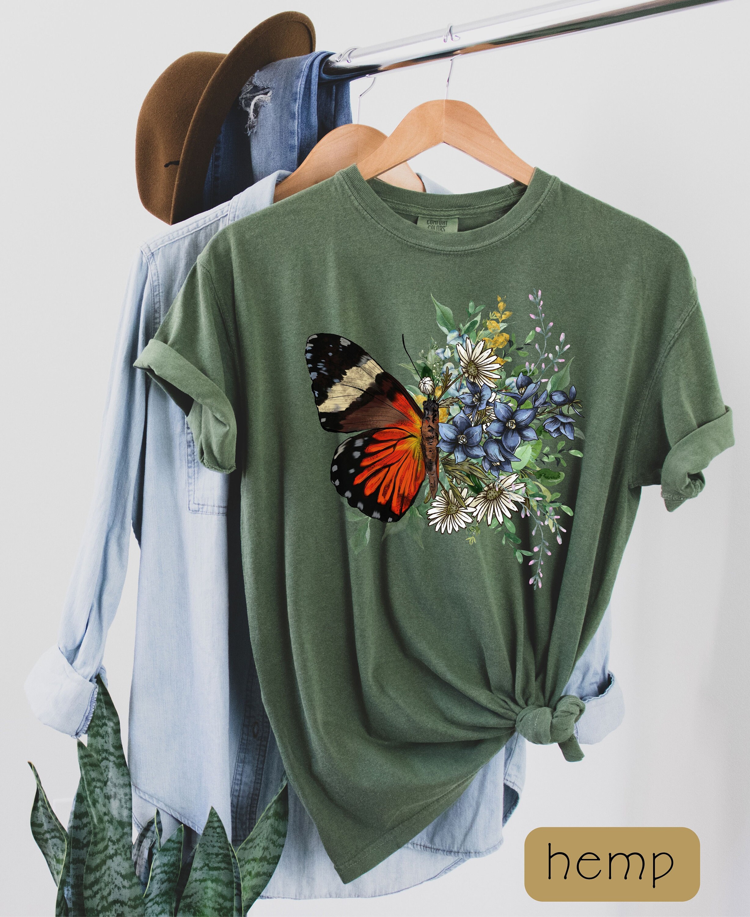 Forestcore Butterfly Comfort Colors Shirt, Dark Cottagecore Tshirt ...