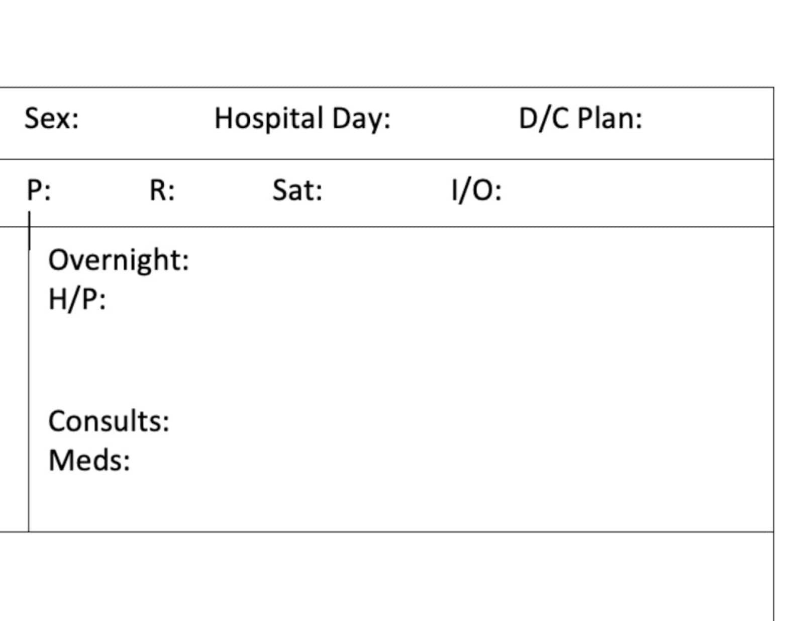 Internal Medicine Wards Scut Sheet - Intern - Etsy