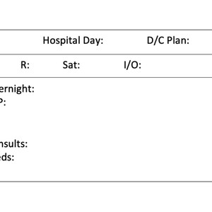 Internal Medicine Wards Scut Sheet - Intern - Etsy