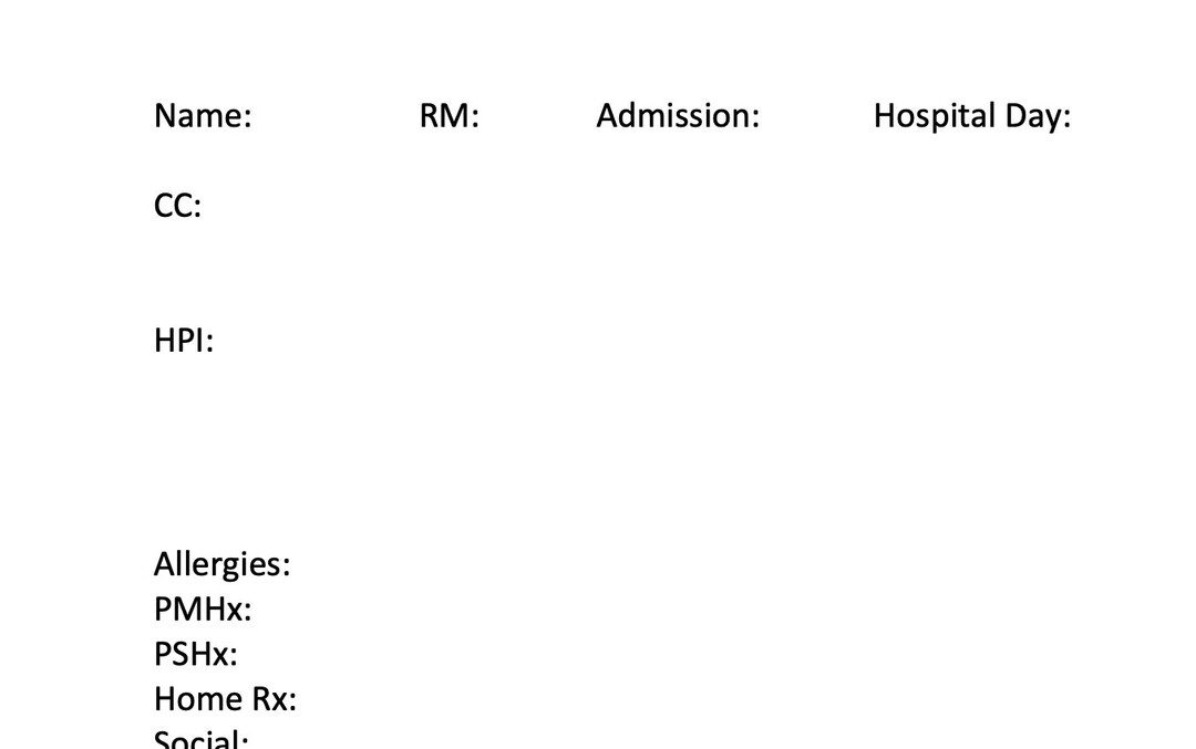 Medical Student - MS 3 - Medicine Rounding Sheet - Etsy