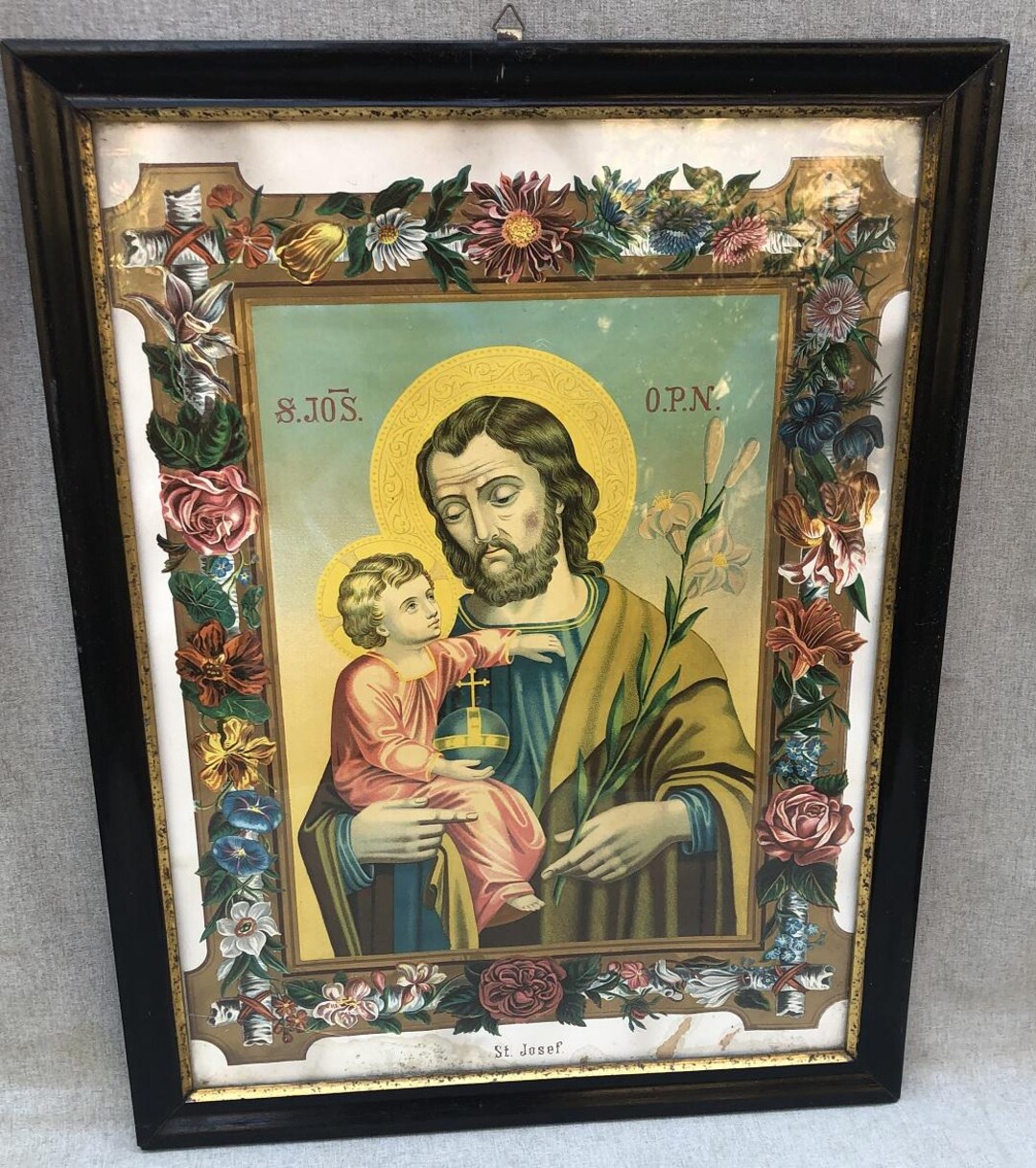 Large Antique German Religious Framed Etching 19th Century St Josef - Etsy