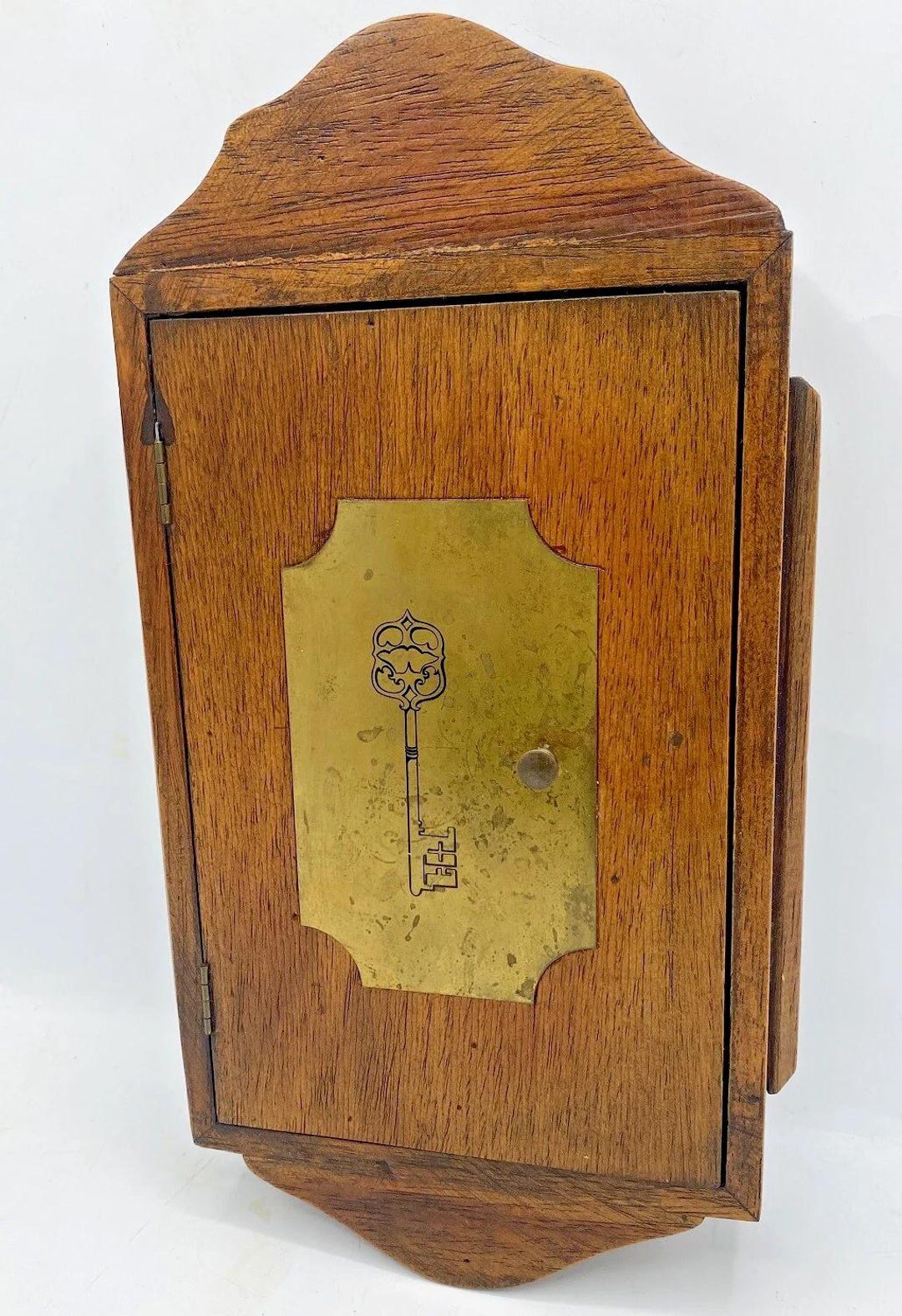 Antique French Key Box Mid-1900's Wood Brass Plate - Etsy