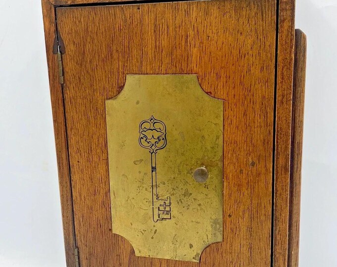 Antique French Key Box Mid-1900's Wood Brass Plate - Etsy