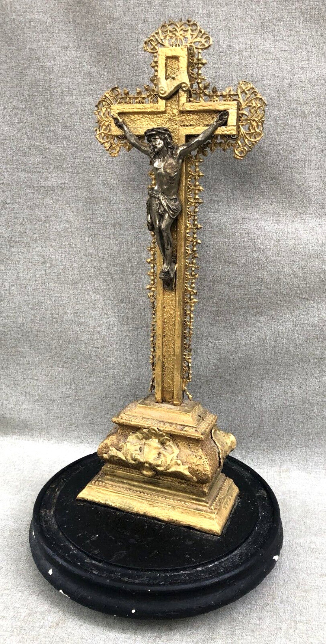 Antique French Napoleon III Crucifix 19th Century Religious Gilded Wood ...