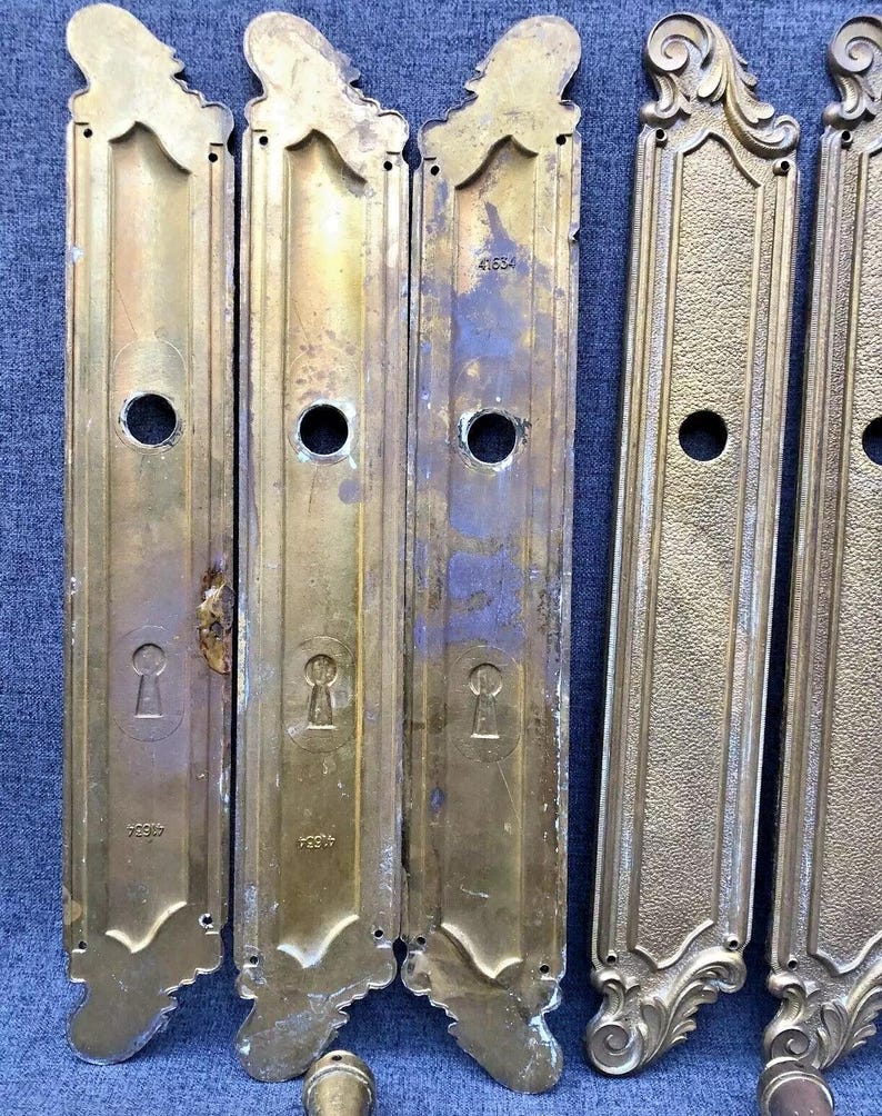 3 Large Antique French Door Handles Knobs Sets Early 1900's Gilded ...