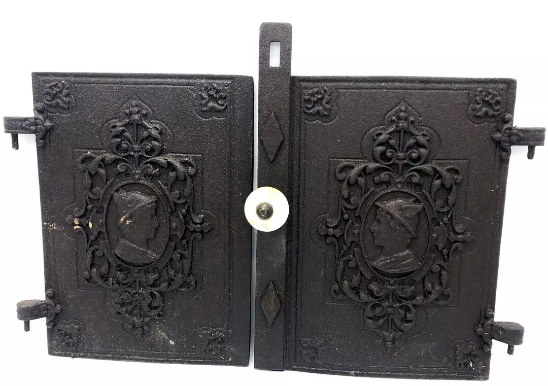 Antique Pair of French Stove Doors 19th Century Cast Iron Furniture - Etsy