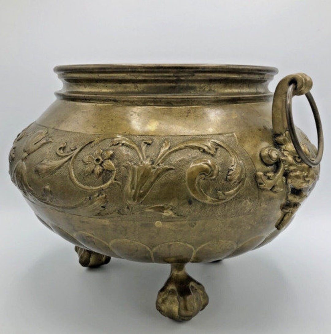 Heavy Antique French Napoleon III Planter 19th Century Brass Gargoyle ...