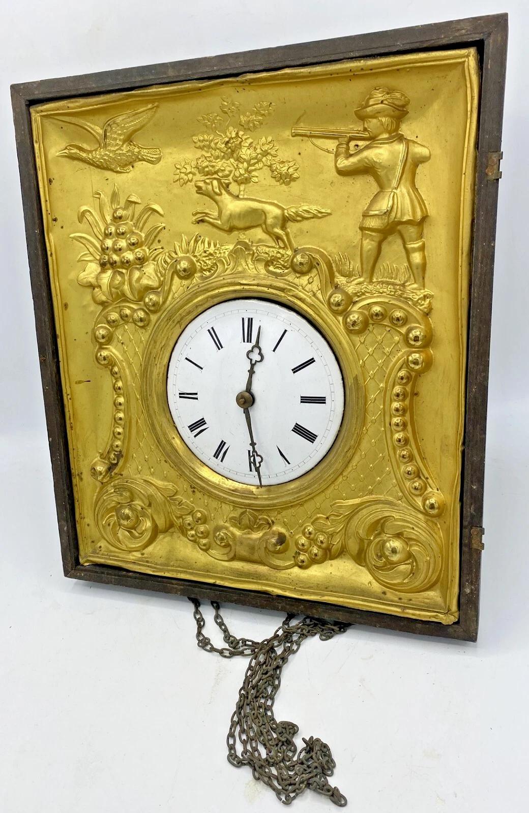 Antique German Black Forest Clock 19th Century Wood Brass - Etsy