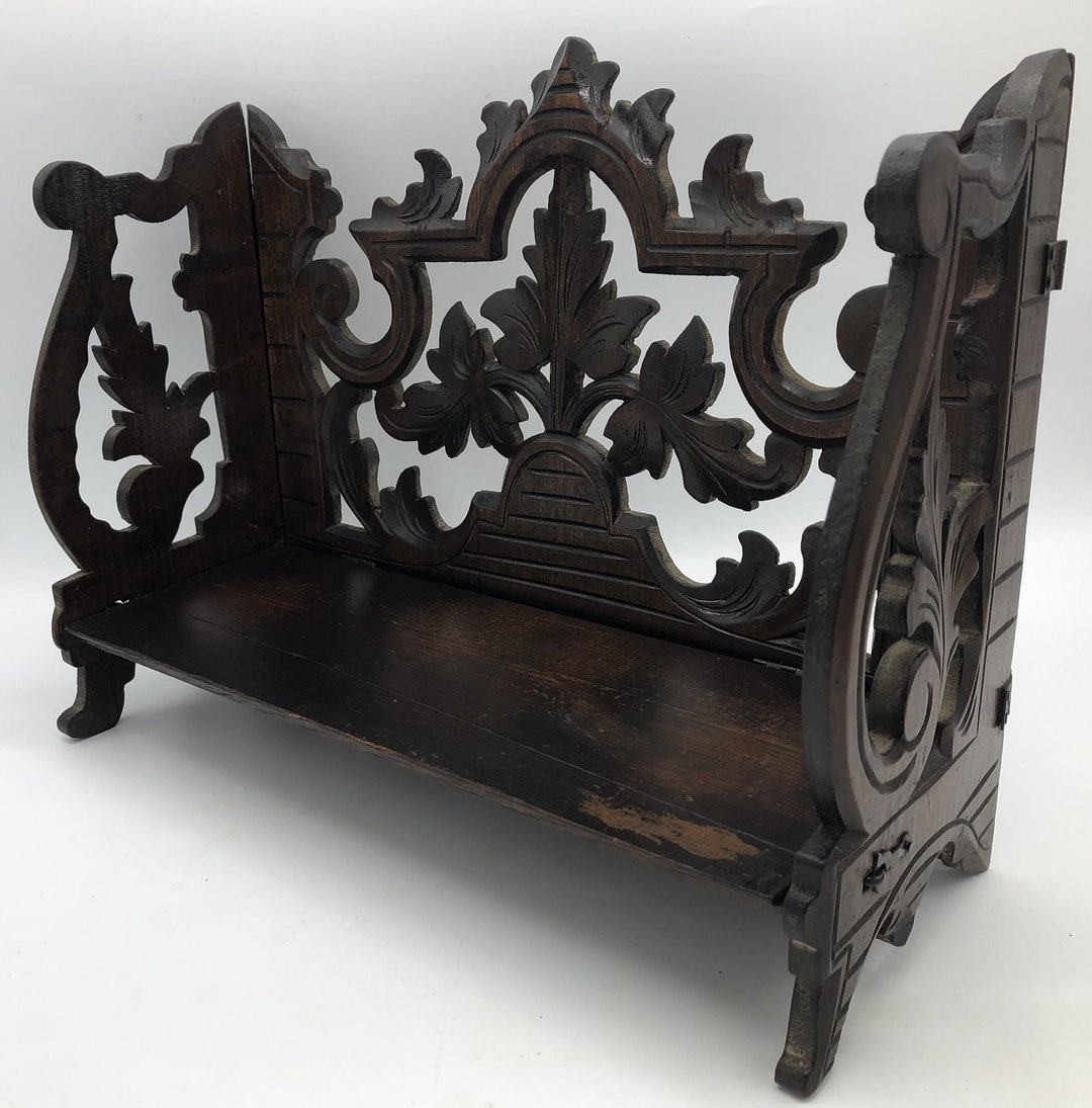 Small Antique German Black Forest Foldable Shelf Early 1900's Woodwork ...