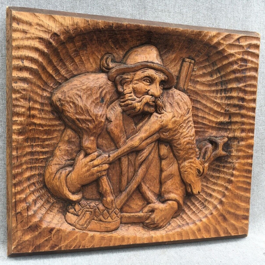Vintage German Black Forest Low Relief Sculpture Late 1900's Woodwork ...
