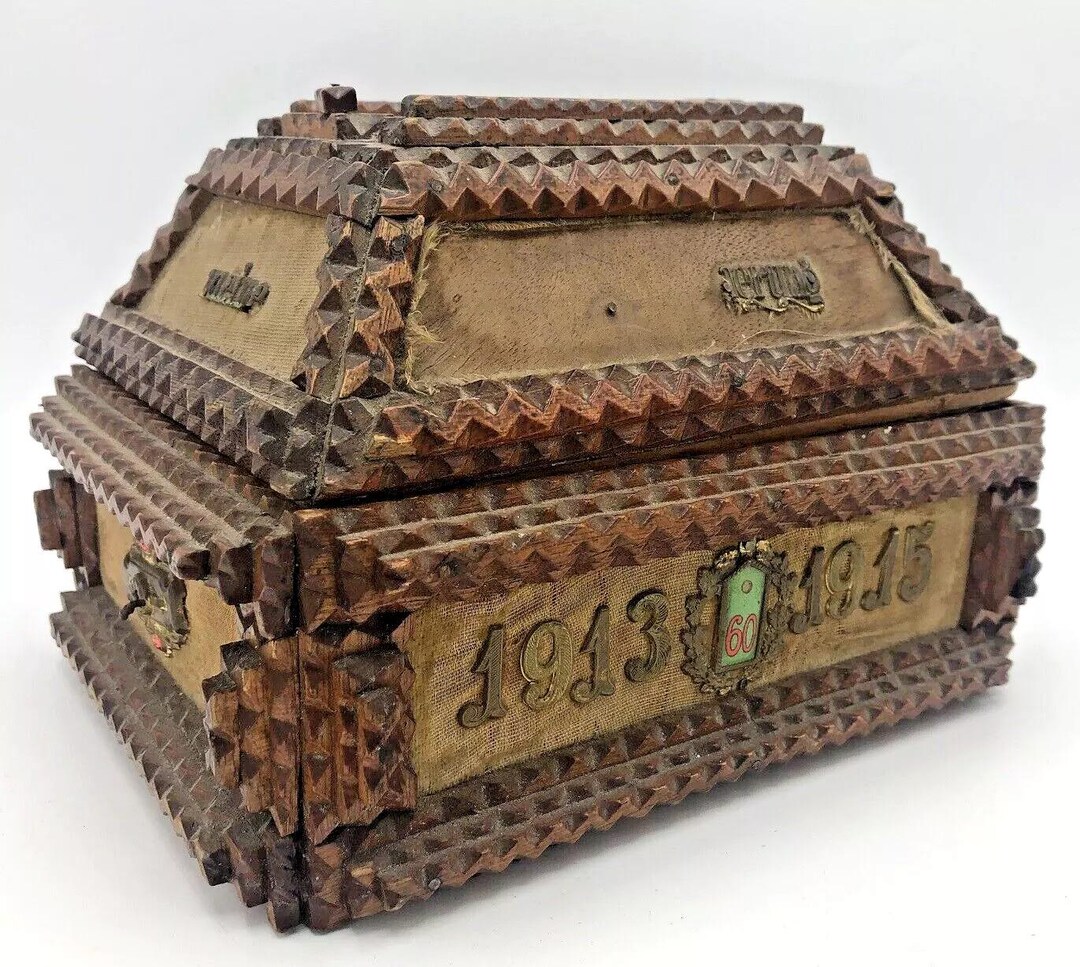 Antique German Jewelry Box 1910's Woodwork Carving - Etsy