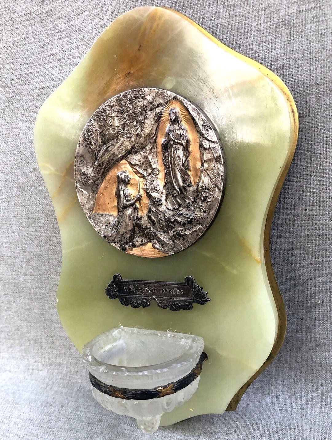 Antique French Religious Stoup Onyx Marble Brass Crystal - Etsy
