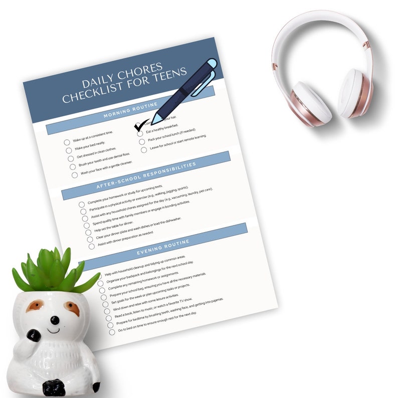 Teen Chores Checklist Instant Download, Teenager Organization, Teens ...