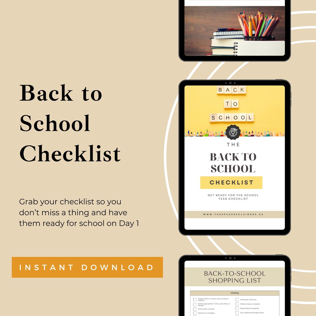 Back to School Checklist, Stationary Checklist for School, Kids School ...