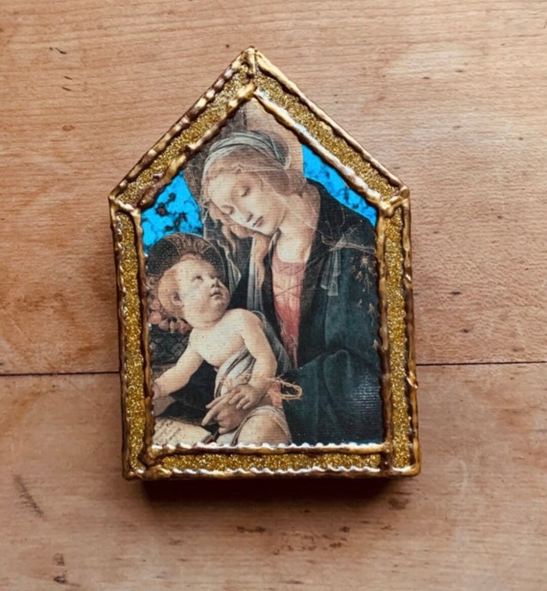 Blessed Mother and Baby Jesus, Little Shrine, Catholic Art Gift, Folk ...