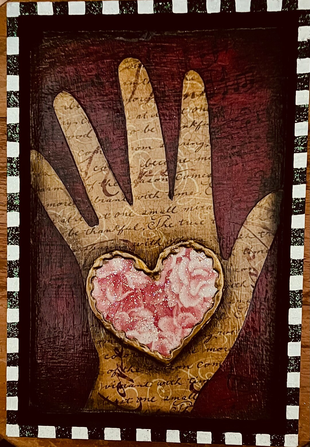 Heart in Hand Art, Heart, Hand, Heart Art, Shadow Box Heart in Hand ...