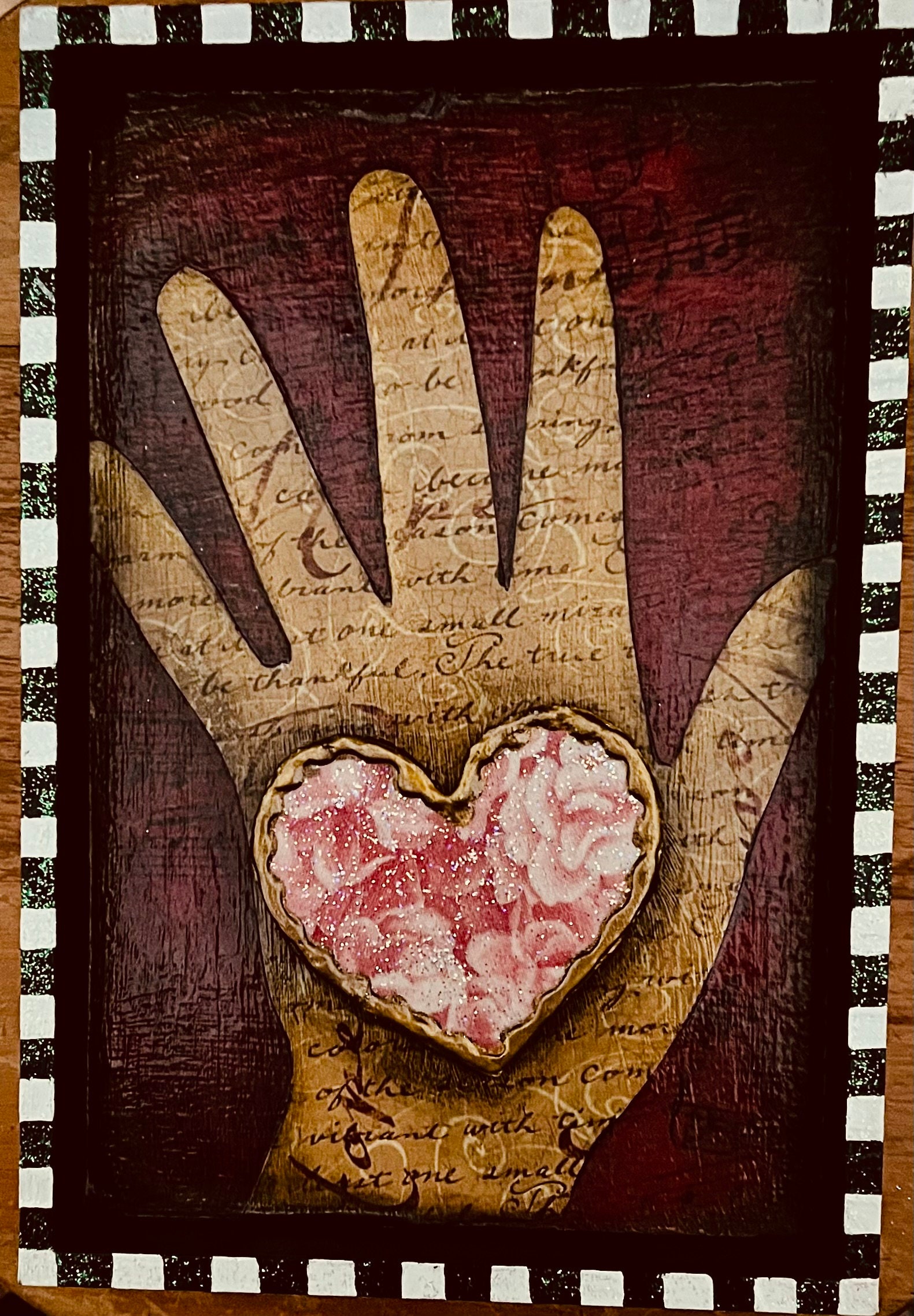 Heart in Hand Art, Heart, Hand, Heart Art, Shadow Box Heart in Hand ...