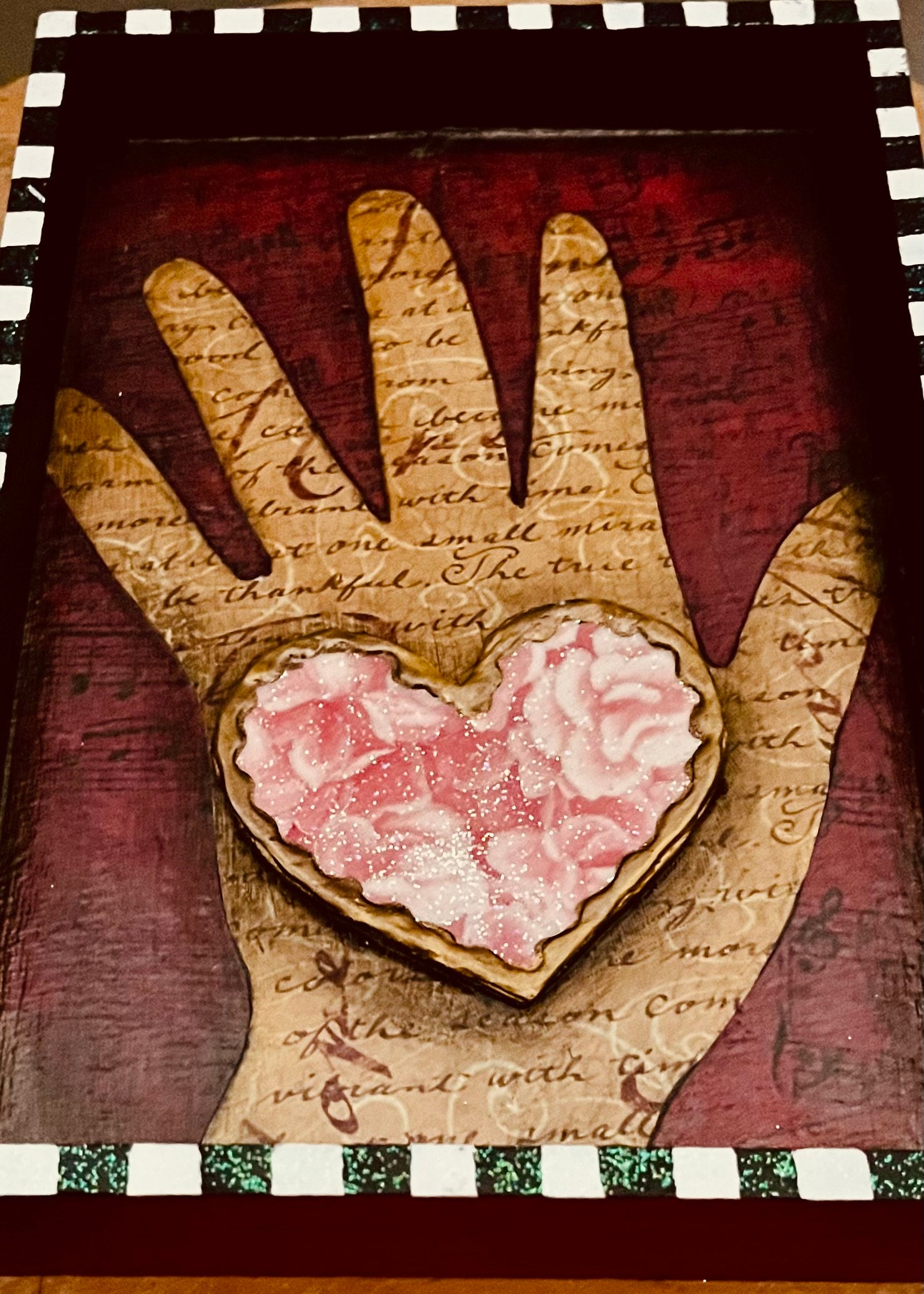 Heart in Hand Art, Heart, Hand, Heart Art, Shadow Box Heart in Hand ...