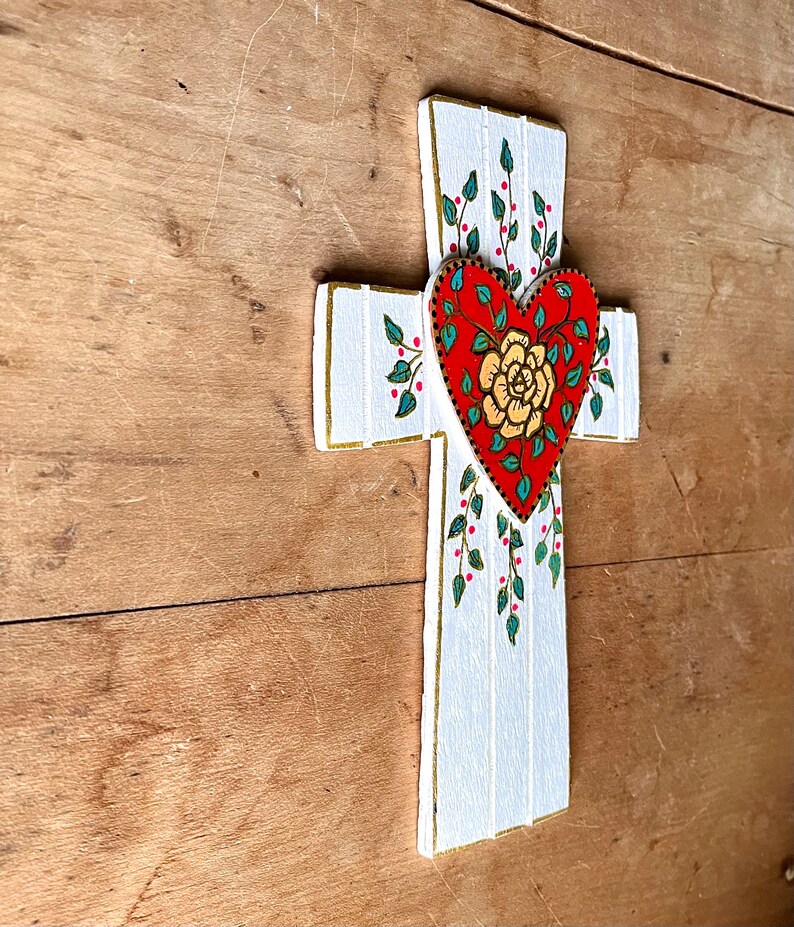One of a Kind Cross, Hand Painted Wood Cross, Folk Art Cross, Painted ...