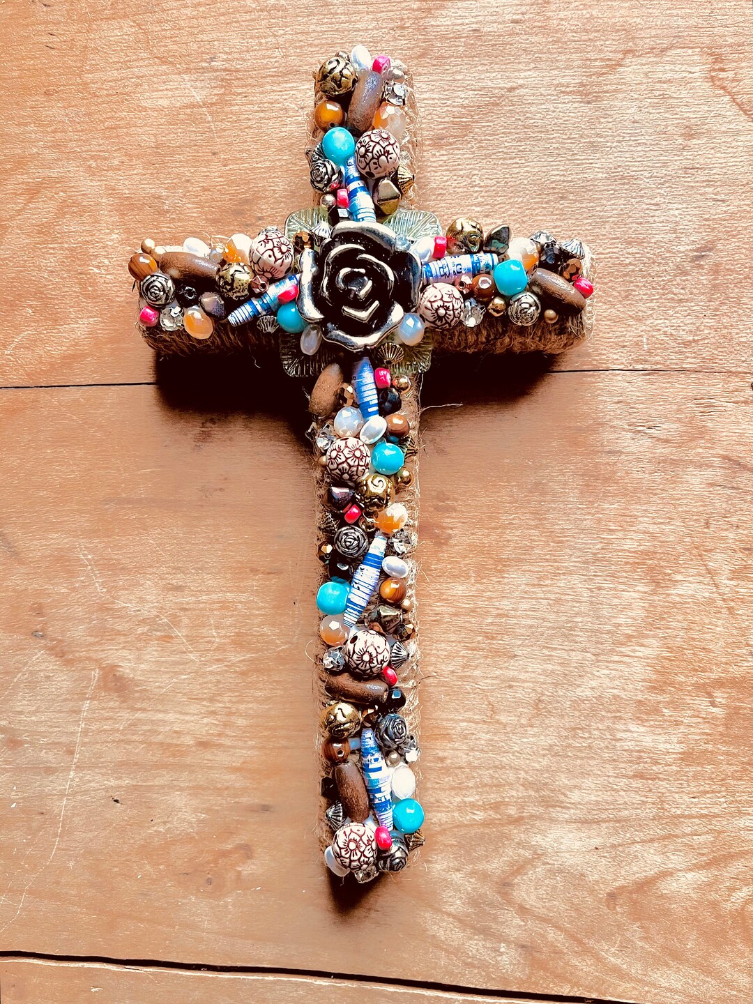 Handmade Embellished Cross: Repurposed Costume Jewelry Wall Decor - Etsy