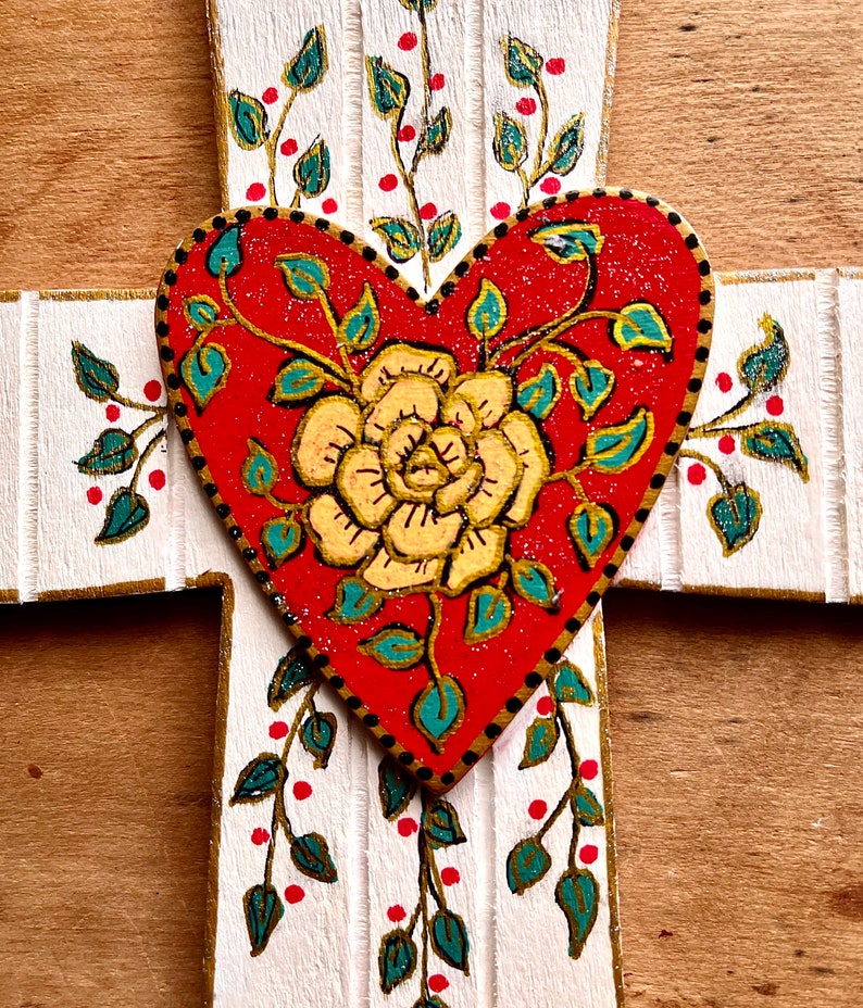 One of a Kind Cross, Hand Painted Wood Cross, Folk Art Cross, Painted ...