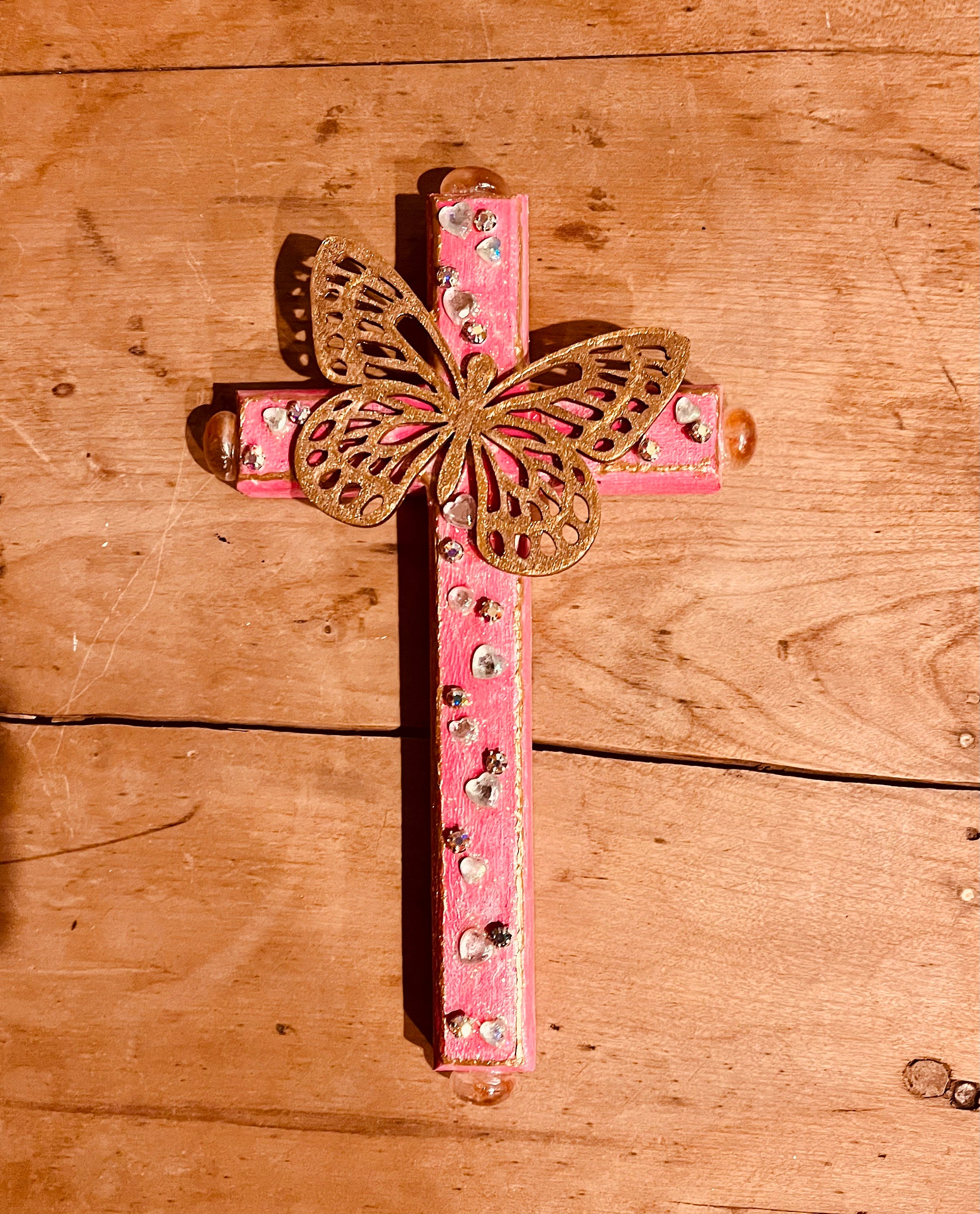 CLEARANCE Pink Butterfly Cross, Pink Cross, Butterfly Cross, Cross ...