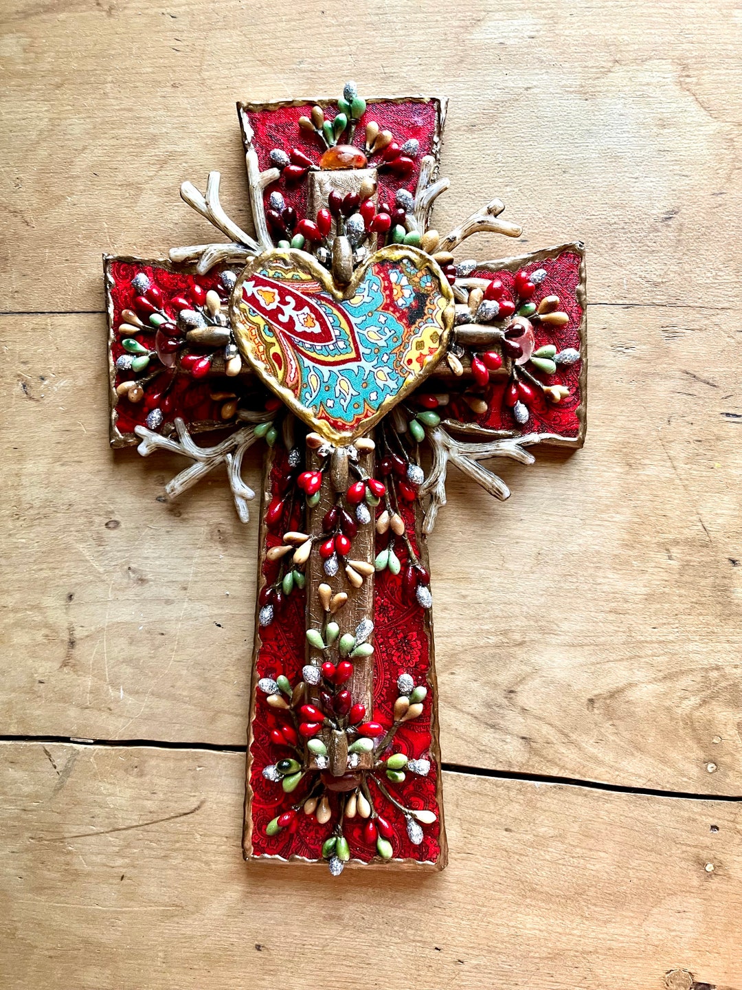 One of a Kind Wall Cross, Heart Cross, Heart Cross, Decorative Cross ...
