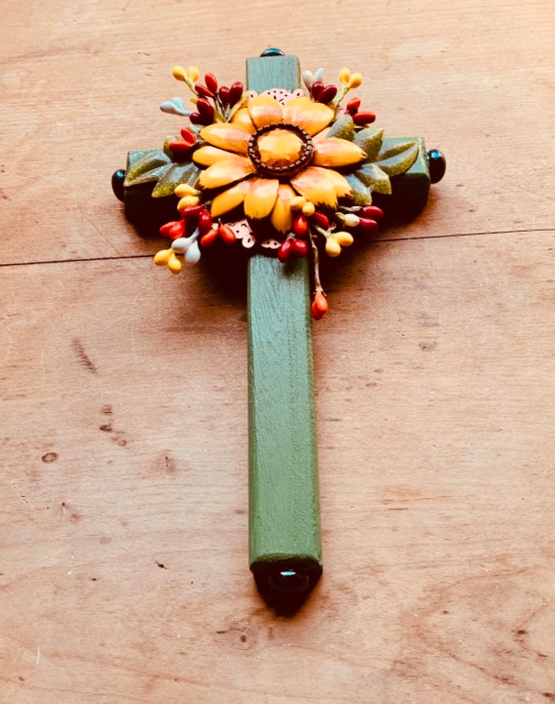 Sunflower Cross, Sunflower Crosses, Handmade Cross, Floral Cross ...