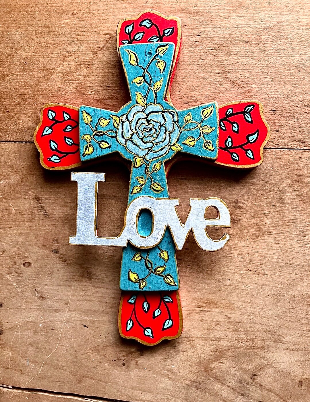 One of a Kind Love Cross, Hand Painted Cross, Love Cross, Love Gift ...
