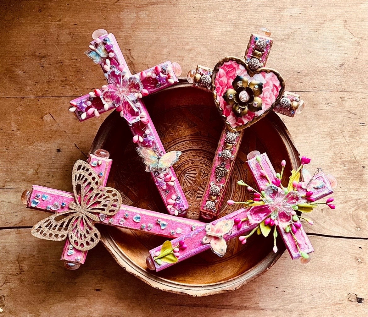 Pink Cross, Floral Cross, Cross Collection, Ooak Cross - Etsy